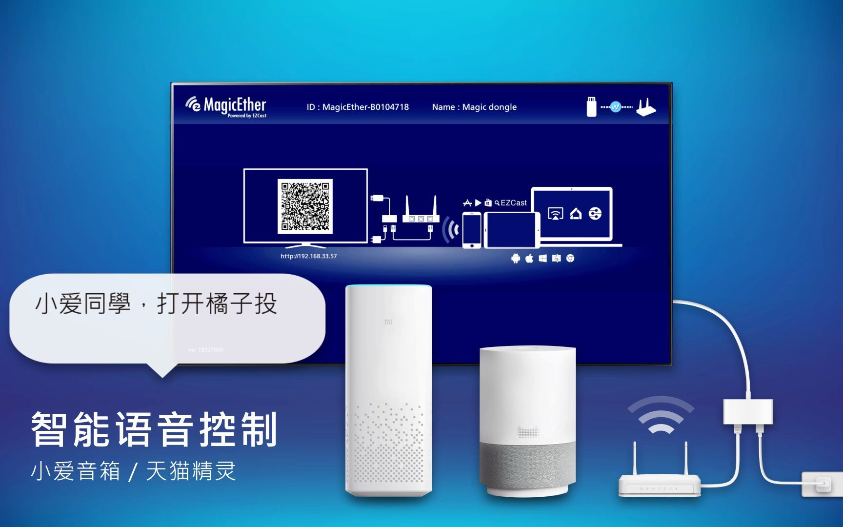 MagicEther以太网同屏器,网线连接的无线投屏外设