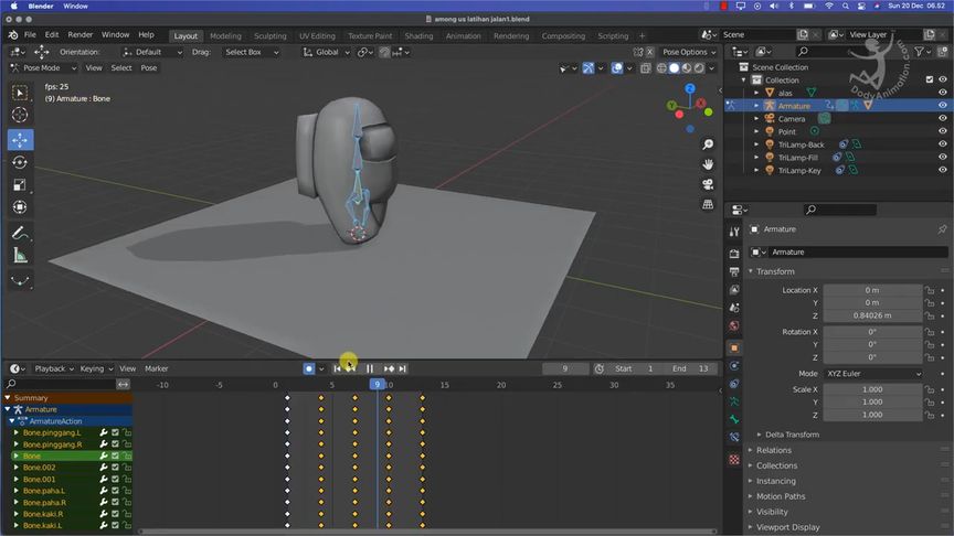 blender 2.9(第3部分)绑定和动画基础教程