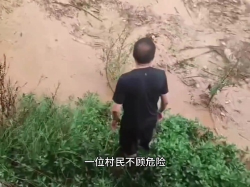 村民在洪水肆虐的河岸旁,竟意外遇到了如此神秘的生物,真让人惊呆