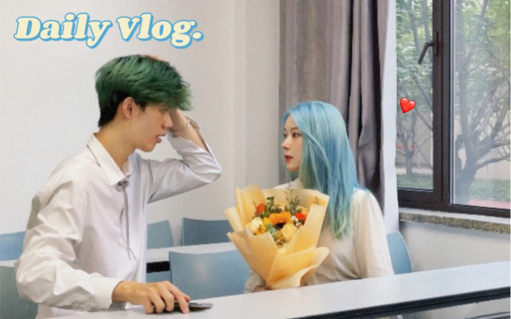 VLOG|甜甜的校园恋爱|想念上财和蓝发|校园宣传片拍摄花絮