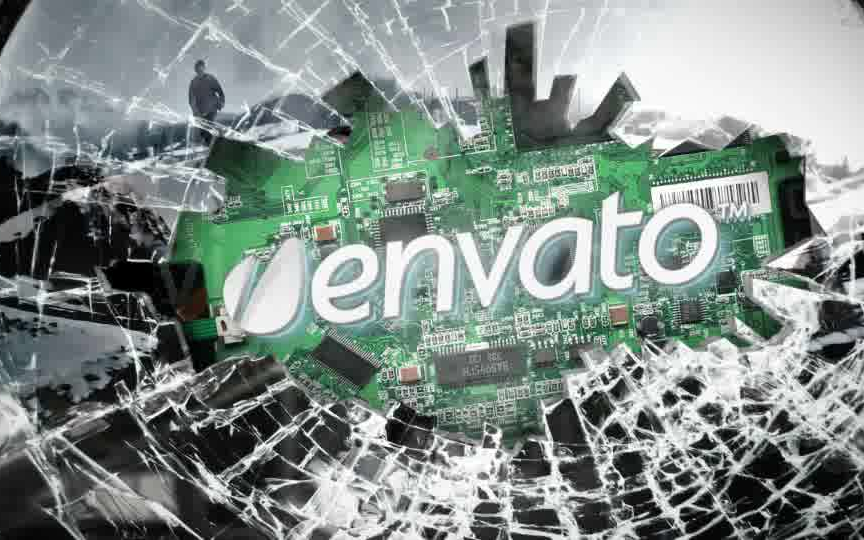 AE模板-屏幕撞击玻璃破碎特效视频模板