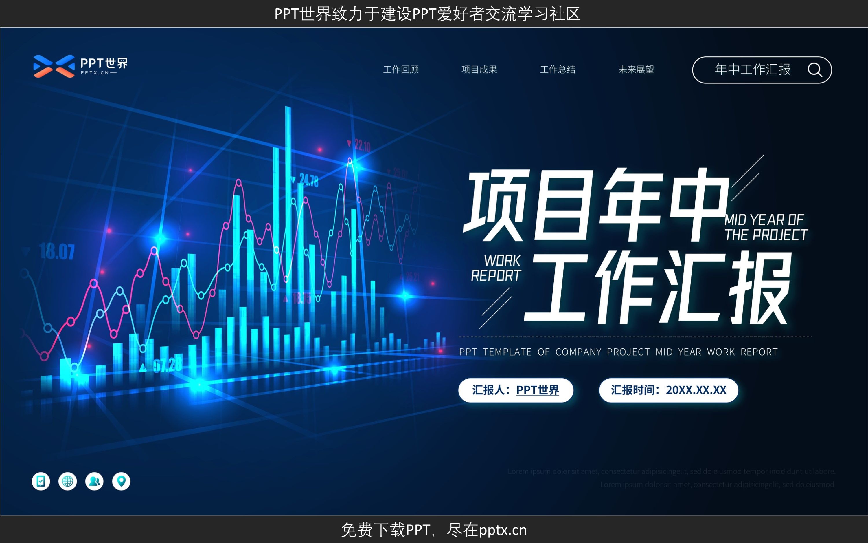 免费PPT+金融经济投资项目年中工作汇报PPT