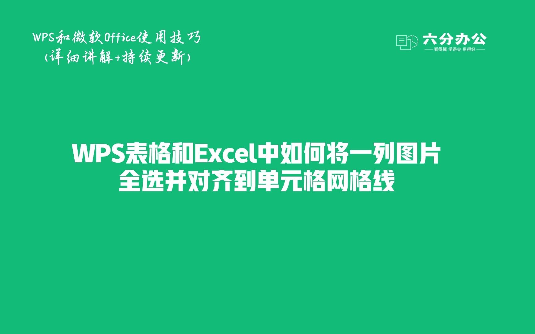WPS表格和Excel中如何将一列图片全选并对齐到单元格网格线