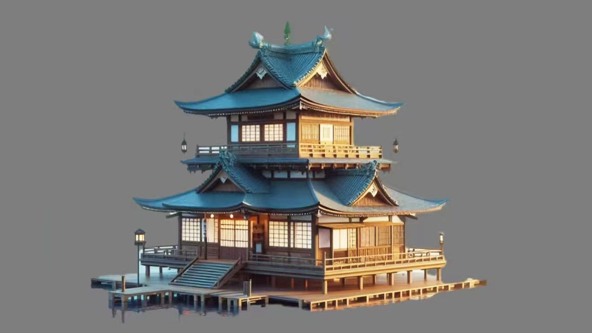 【3DMAX场景建模】古风建筑场景制作渲染,零基础建模思路讲解