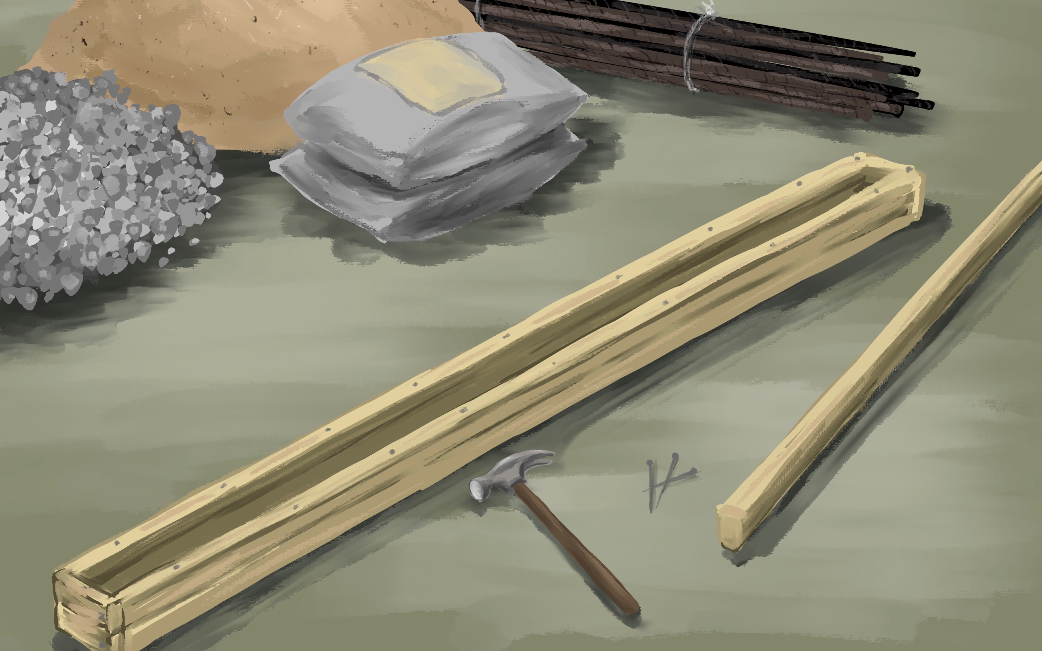 【治愈的花园】制作水泥柱模具(插画)