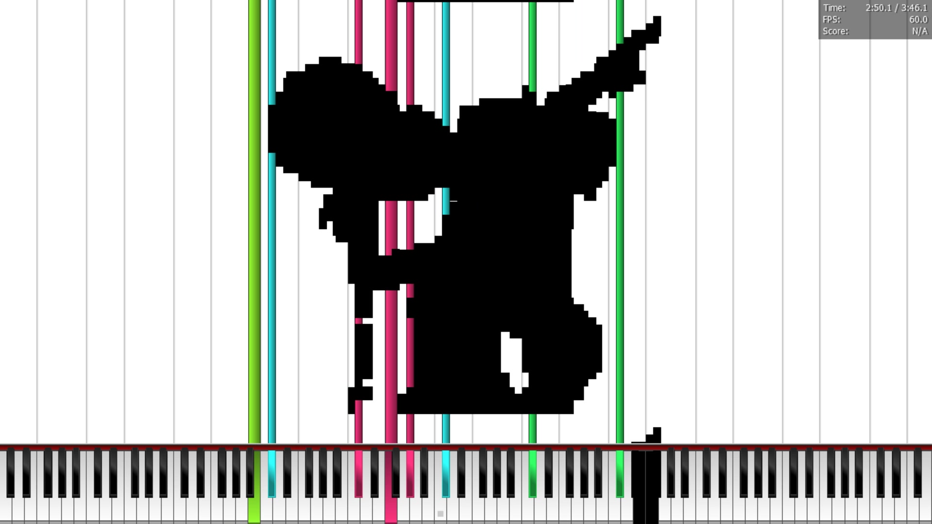 超级黑乐谱之“音符动画”——用midi播放器(PFA)看Bad Apple!(CPU...