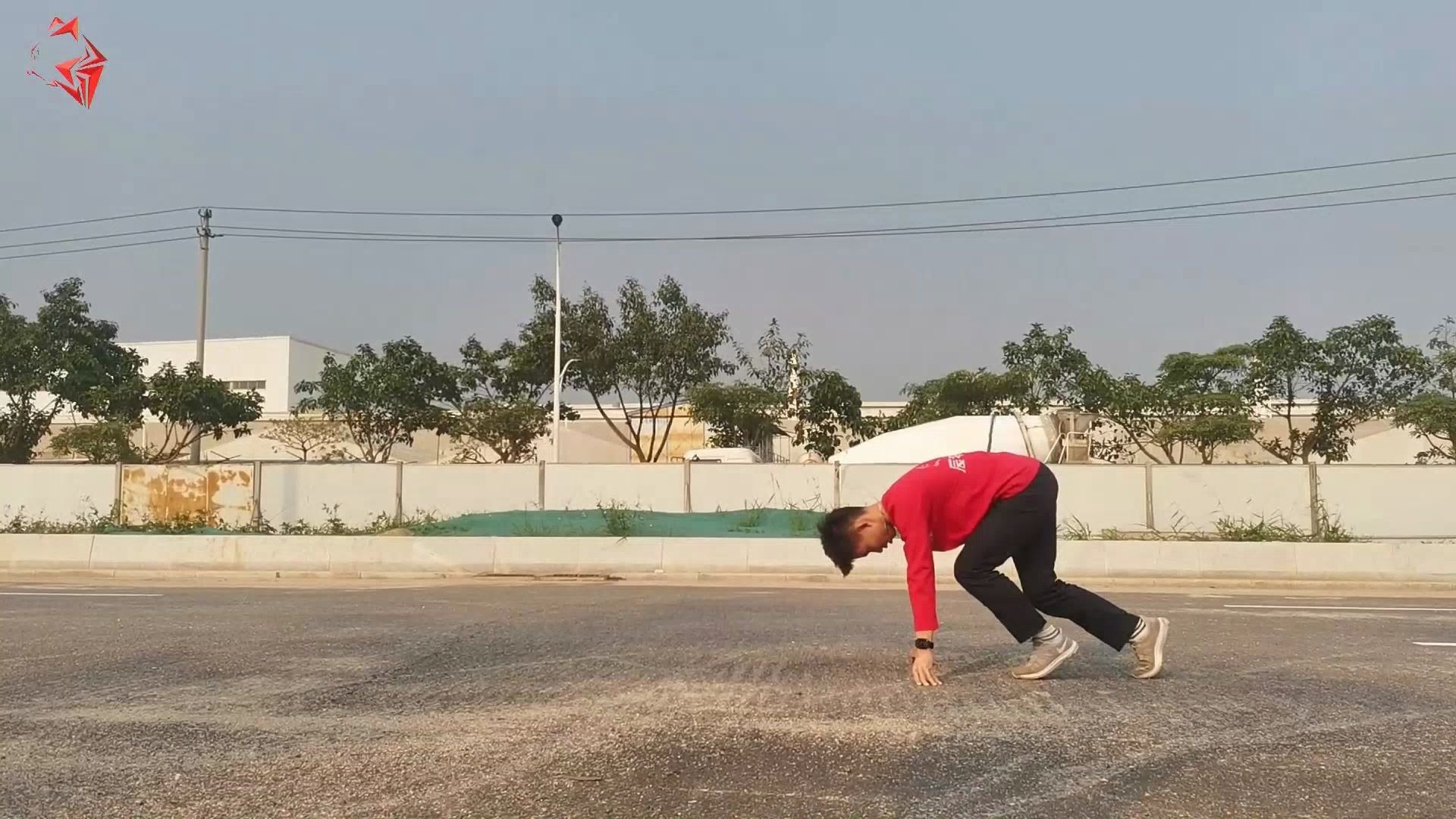田径短跑无起跑器示范---起跑