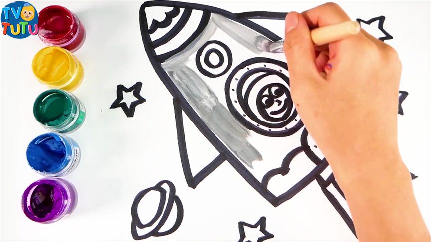 少儿启蒙早教简笔画:教你造一艘专属火箭,带你遨游太空俯视地球