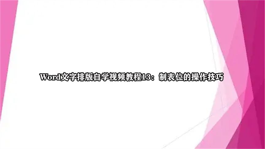 Word文字排版自学视频教程13:制表位的操作技巧