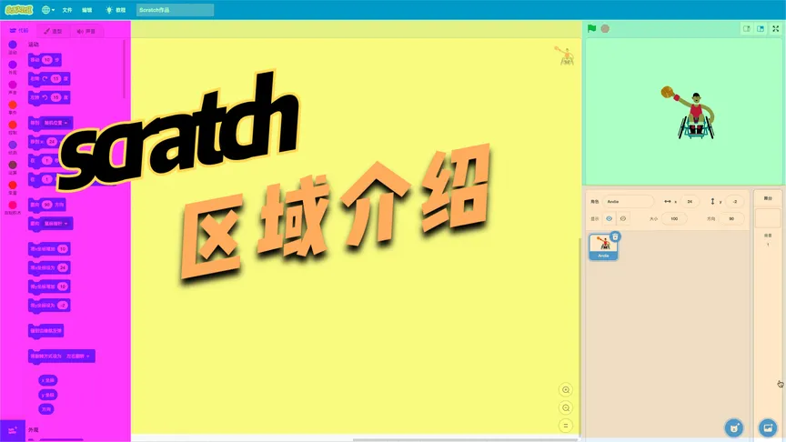 少儿编程软件scratch分为几个区域?每个区域都是干什么的?