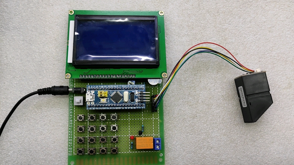 STM32单片机指纹密码锁指纹解锁门禁管理系统