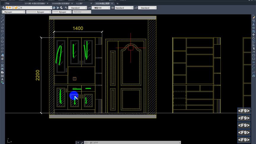 CAD中柜子面积和柜门面积算法