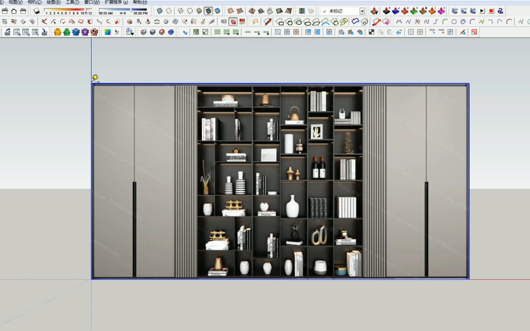 sketchup无插件做装饰柜,草图大师基础建模演示,su装饰柜基础建模教程