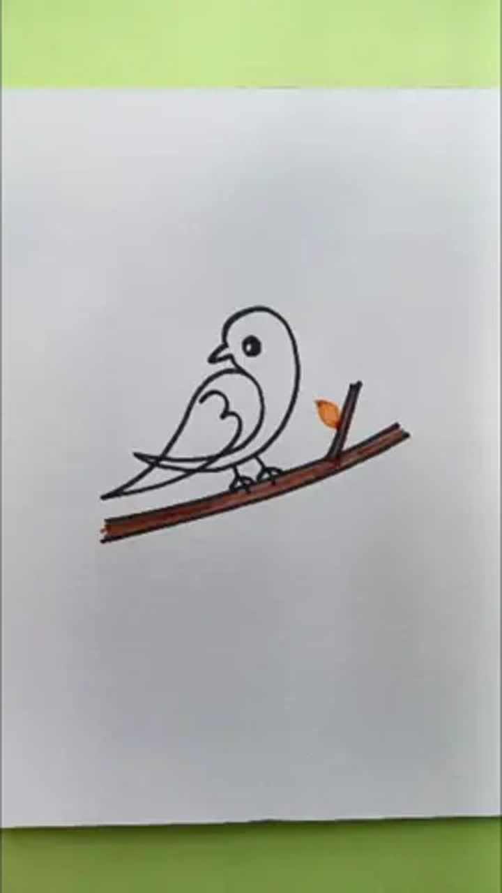 一笔画小鸟,你学会了吗小鸟简笔画 画画 一学就会的简笔画 育儿简笔...