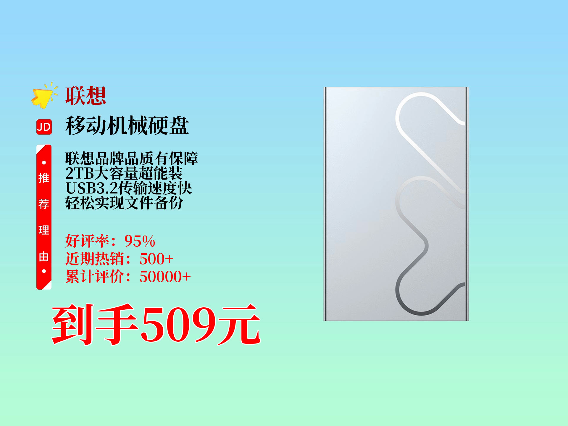 509元到手!联想小新2TB移动硬盘L6评测,USB3.2Gen1,2.5英寸机械,...