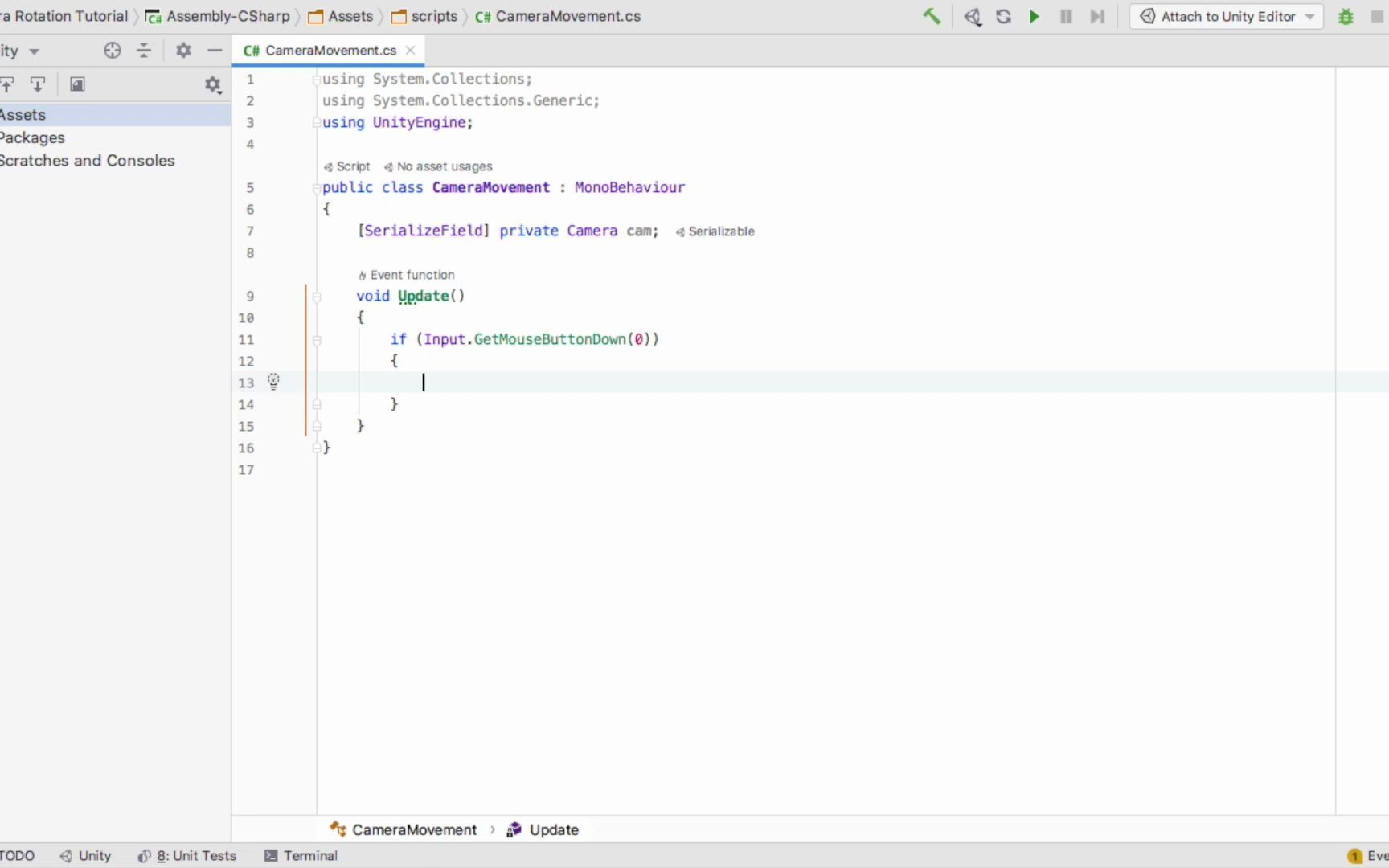 全英文无字幕 Unity如何让摄像头环绕物品星球移动