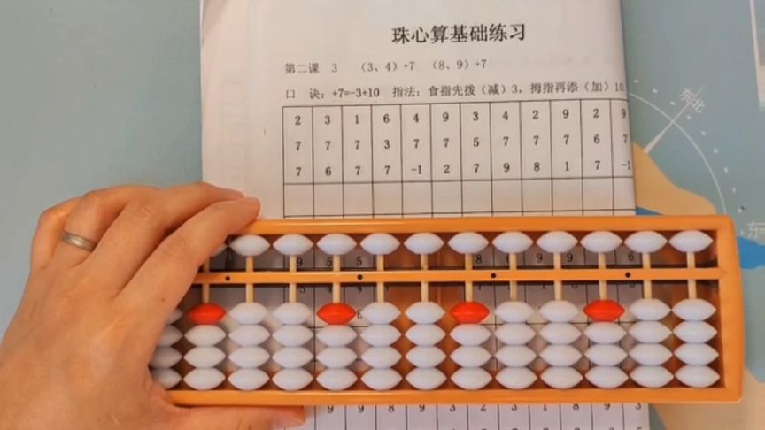 零基础学习珠心算 第七节 ߔ�的加法口诀+7=-3+10 +6=-4+10