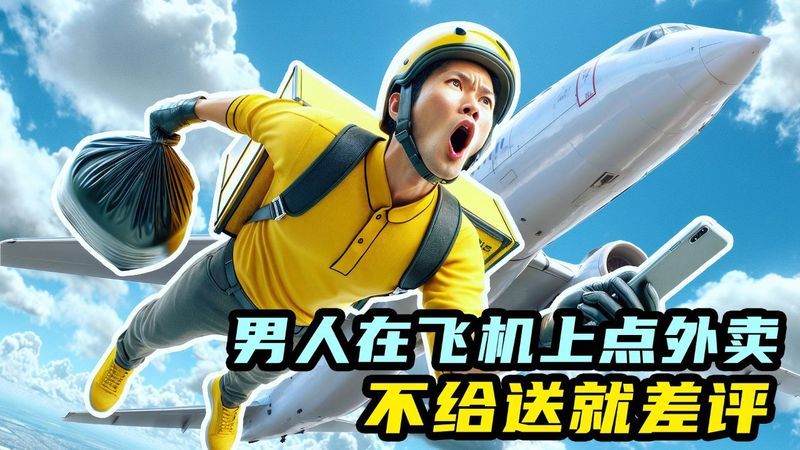 男人在飞机上点外卖,骑手不配送竟被差评威胁!离谱短片