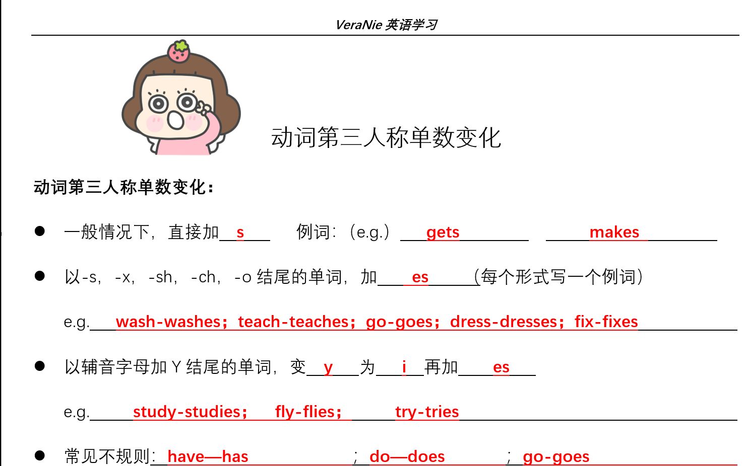 英语基础知识——动词第三人称单数(如何加s)