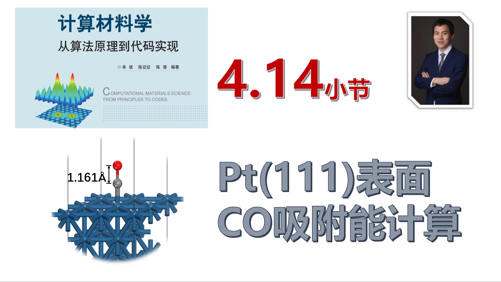 【计算材料学-从算法原理到代码实现】视频教程 | 4.14_金属表面的CO...