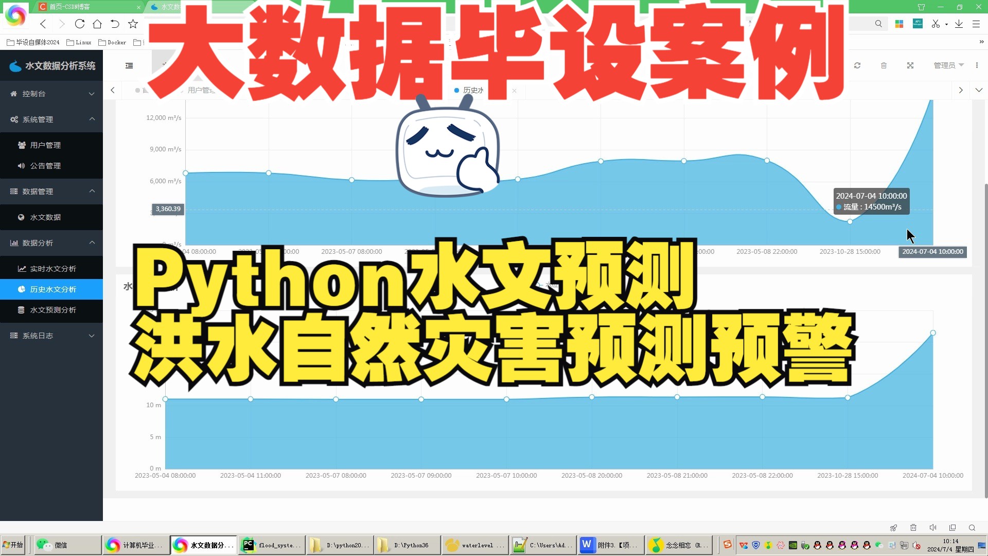 计算机毕业设计Python深度学习水文预测 水文可视化 水文爬虫 洪水...
