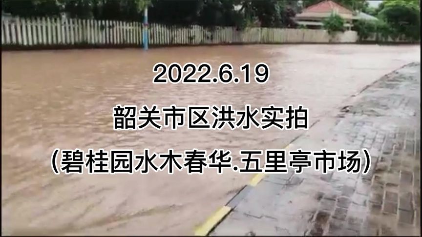 2022.6.19韶关市区洪水实拍:碧桂圆水木春华、五里亭市场