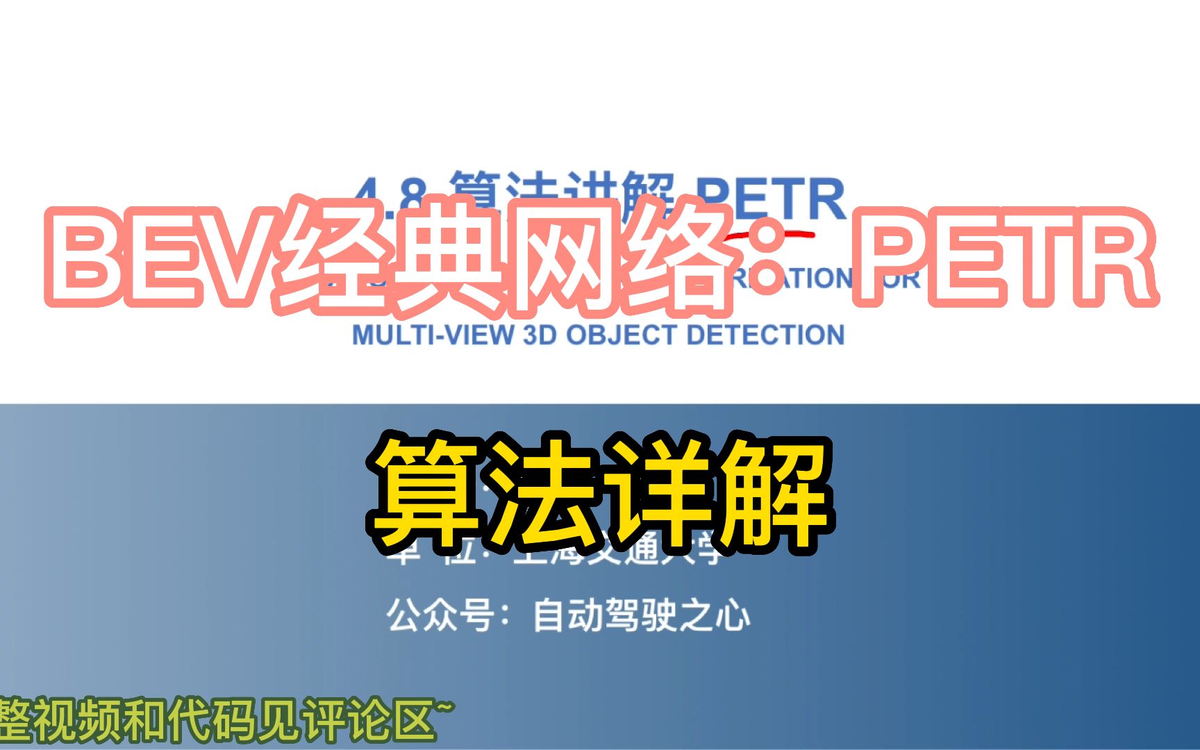 看到了这个视频,彻底搞懂了PETR算法!
