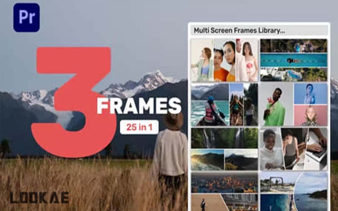 【PR模板】付费购买的炫酷3分屏展示动画预设 Multi Screen Frames ...