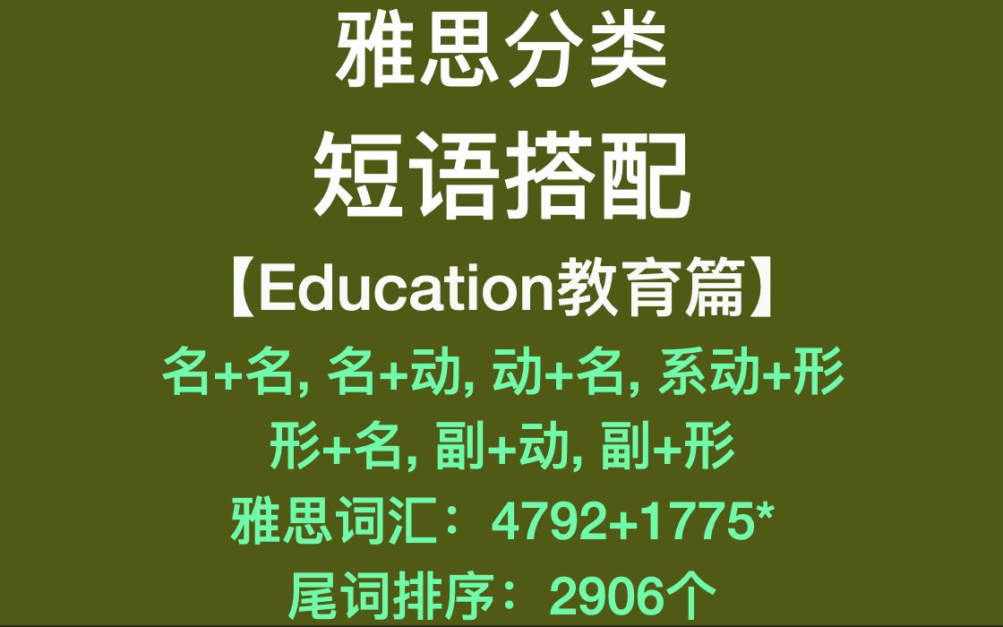 雅思分类短语搭配:教育篇【尾词排序】