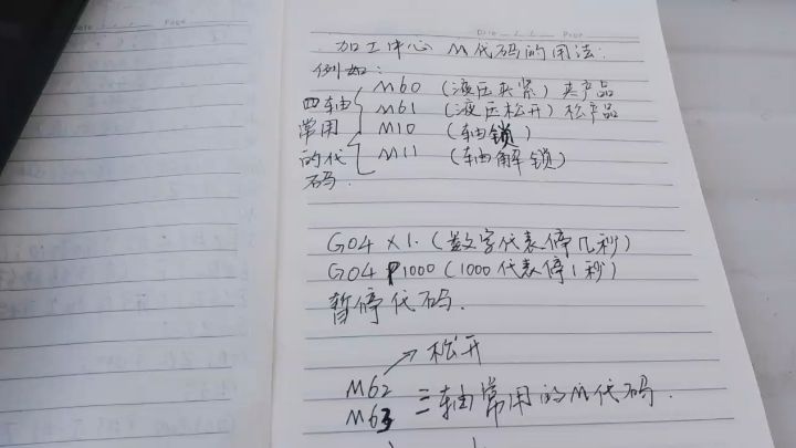 加工中心四轴, 三轴常用的M代码运用常识