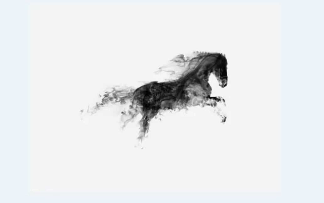 用PS制作水墨烟雾效果的马