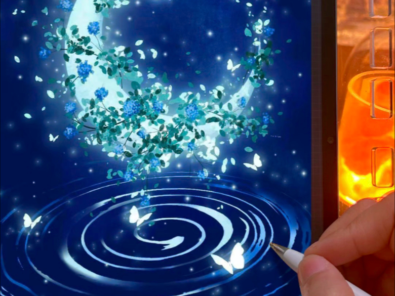 画世界pro零基础绘画教程,今天画月牙生花,快来一起画画吧~~软件:画...