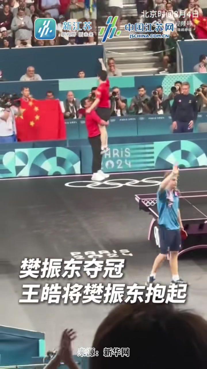 王皓抱起了#樊振东,也"抱"起了当年的自己!
