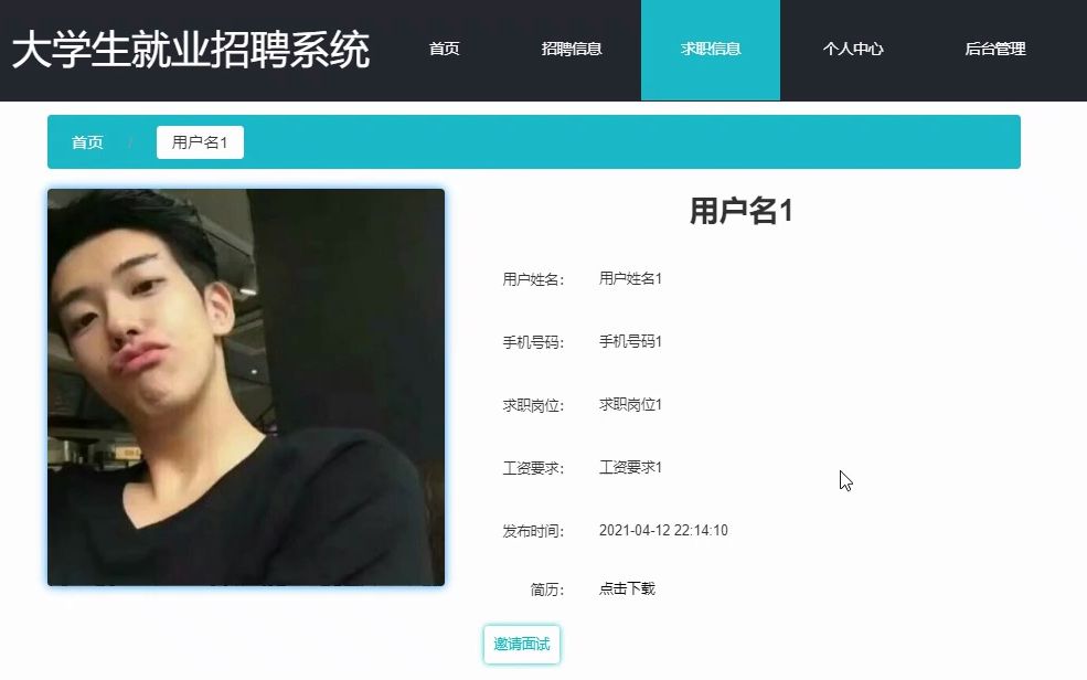 Springboot+vue大学生就业招聘系统的设计与实现java_ssm毕业设计项目