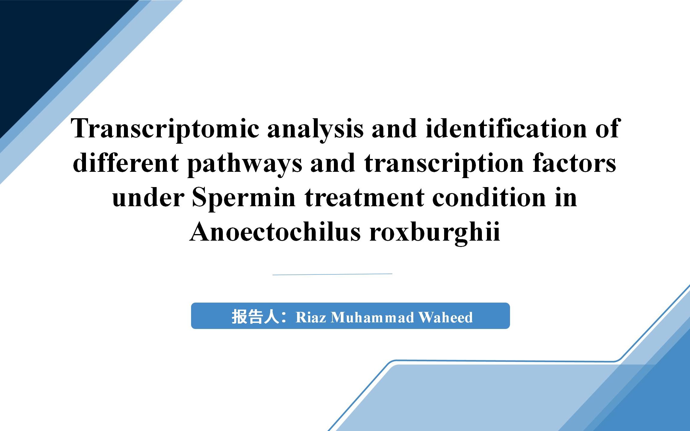 【植物次生代谢虚拟教研室论坛#9】 Riaz Muhammad Waheed:精胺...