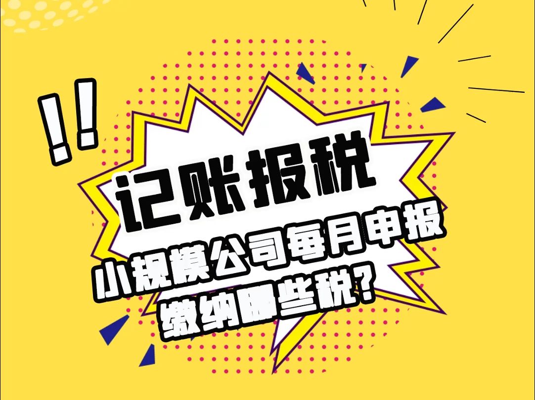小规模公司每月申报缴纳哪些税?
