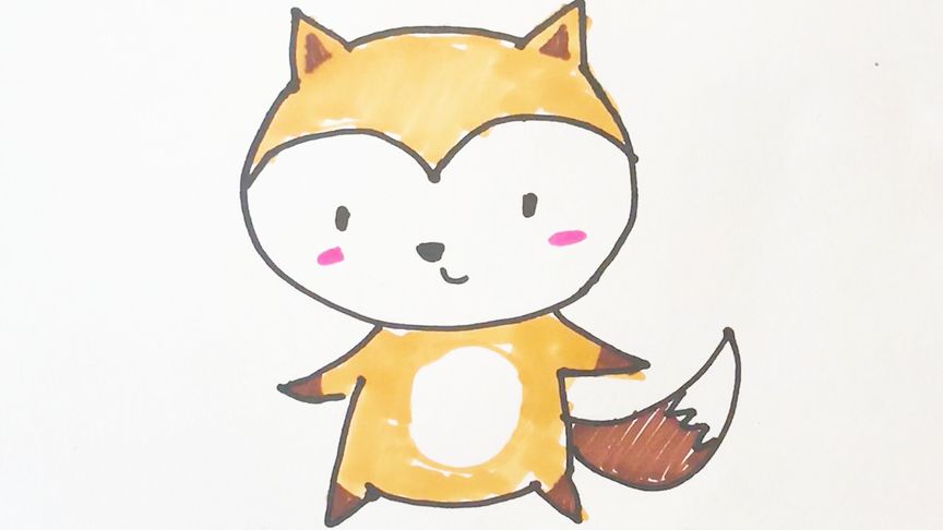 简笔画教程|画只可爱的小狐狸在手抄报里,给孩子收藏吧!