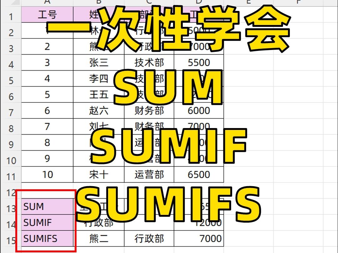 sum、sumif、sumifs三大求和函数正确用法❗