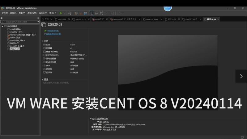 VMWARE安装CentOS8和华为欧拉系统