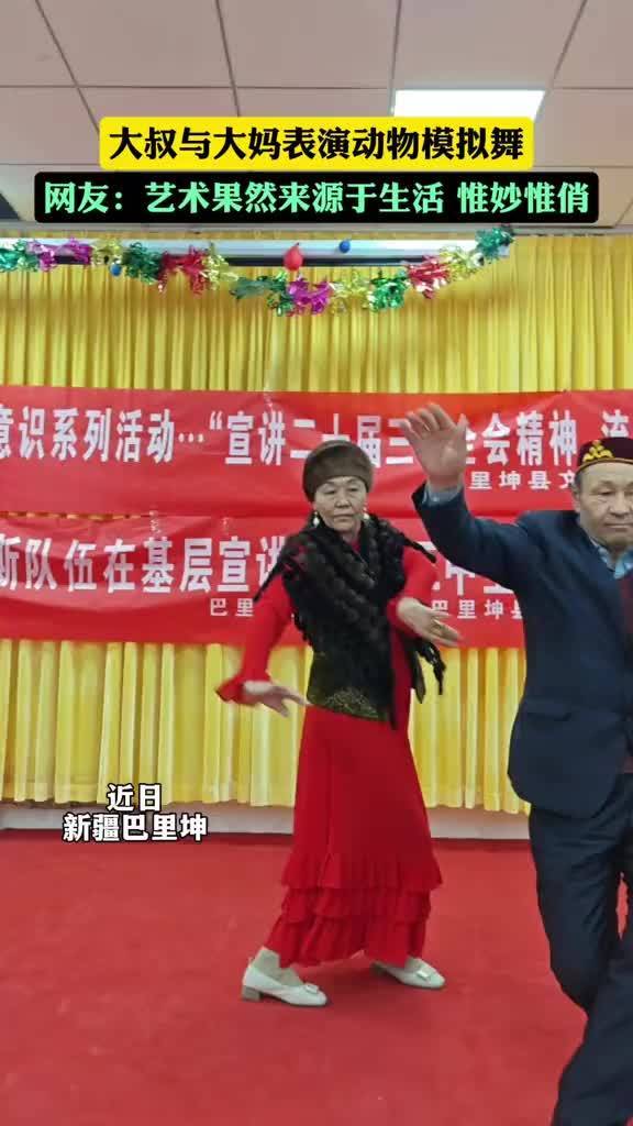 大叔与大妈表演动物模拟舞,网友:艺术果然来源于生活