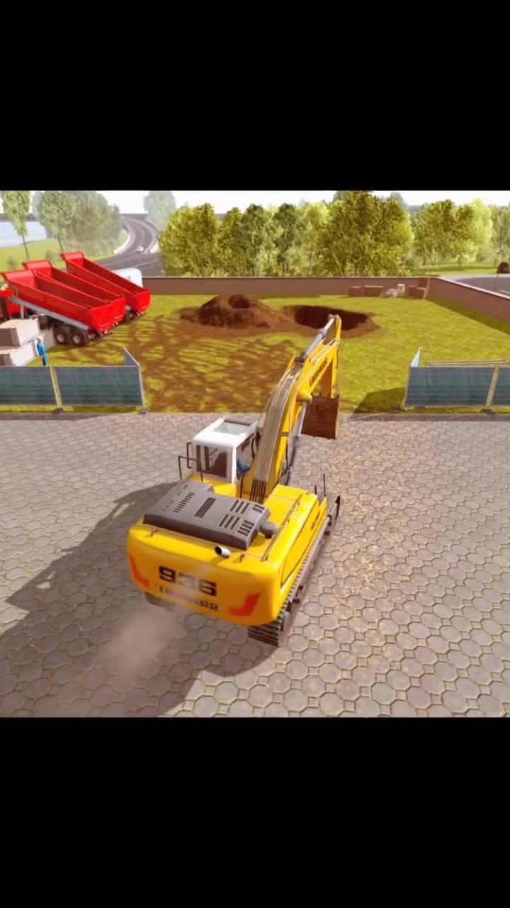 动漫:挖土机给翻斗车挖土 工程车动画片大全