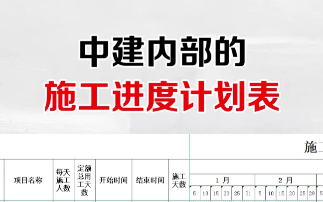 中建内部的施工进度计划表是真滴牛!
