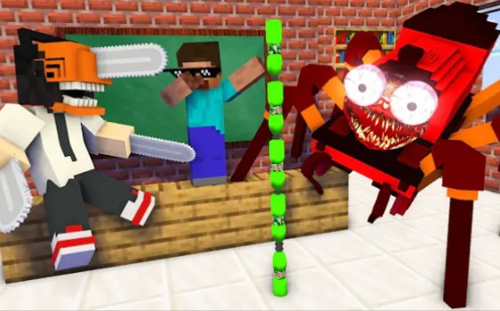 MC怪物学院动画丨电锯人和查尔斯小火车翻瓶挑战赛丨我的世界动画