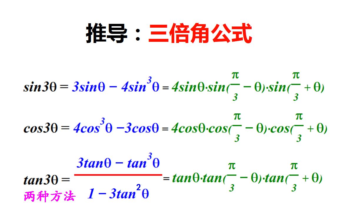 高中数学:三倍角正弦公式、余弦公式、正切公式,推导证明过程