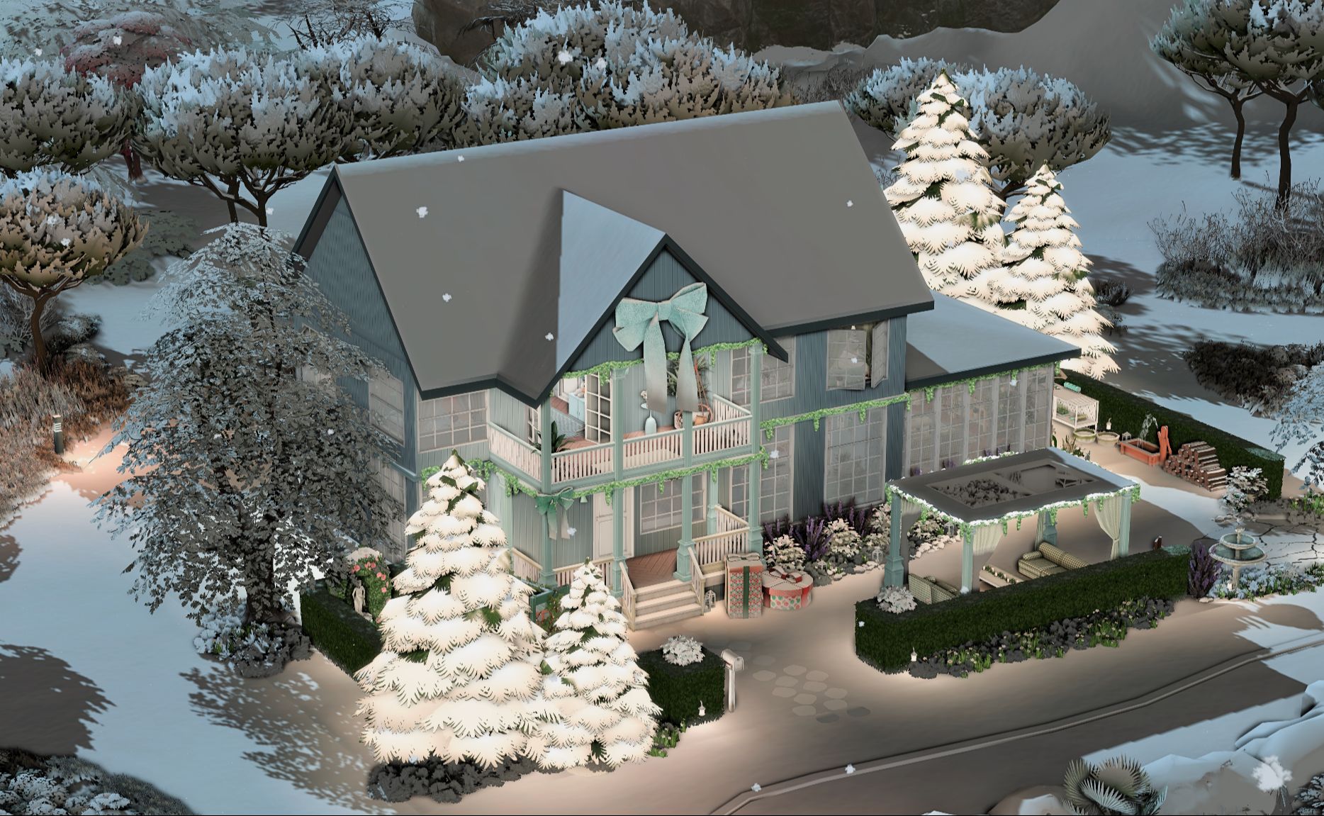 【模拟人生4】圣诞ߎ�ߎ� | 蓝色圣诞小屋 | 限时分享_模拟人生