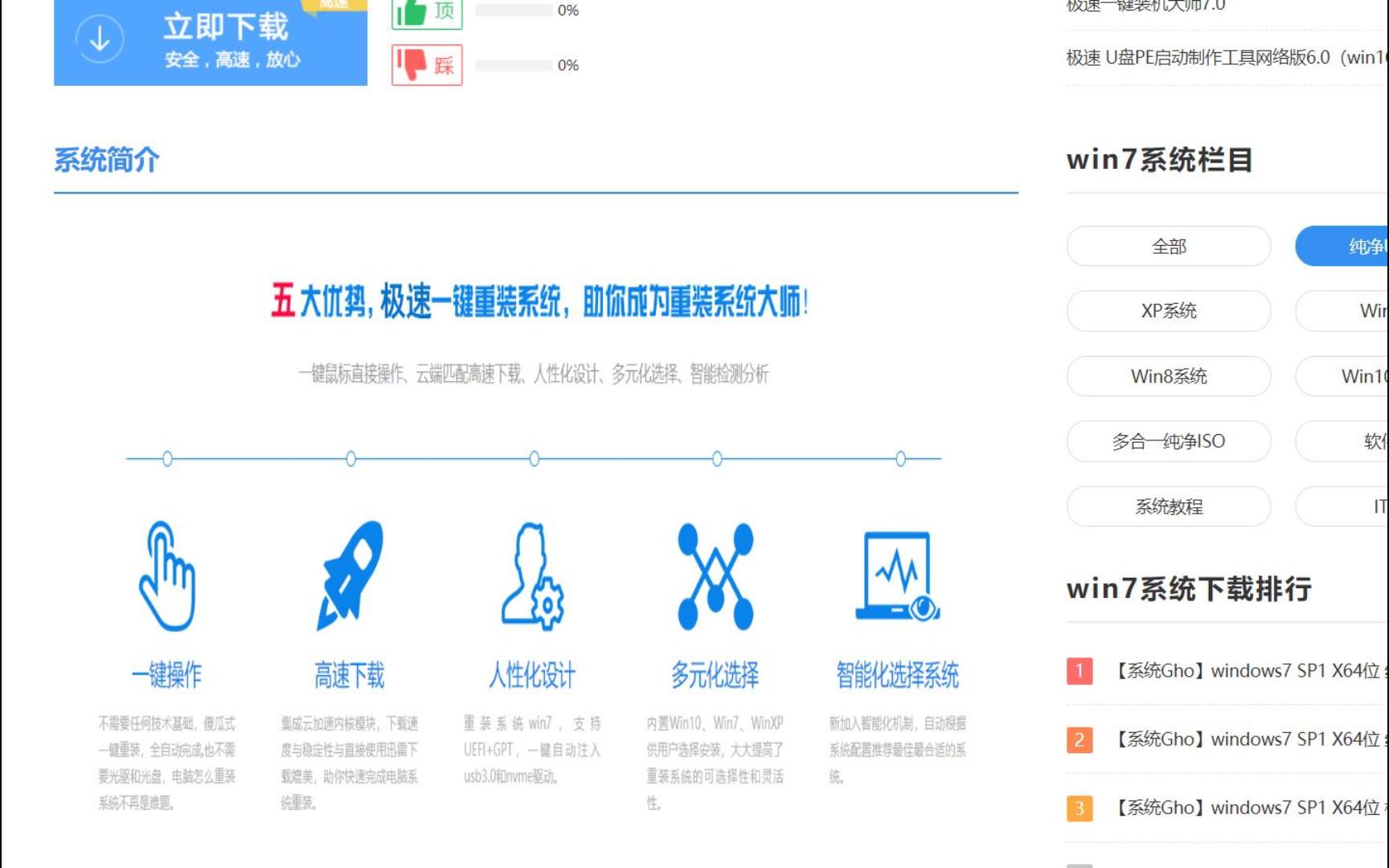 用极速一键装机大师重装系统,纯净无任何捆绑