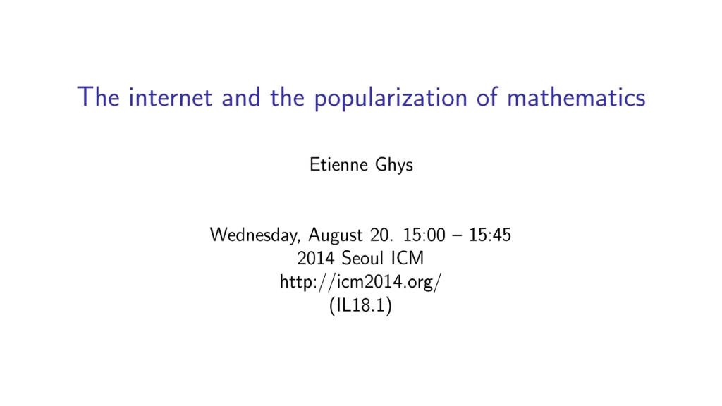 ICM2014首尔国际数学家大会-数学教育及数学普及45分钟特邀演讲 2P...