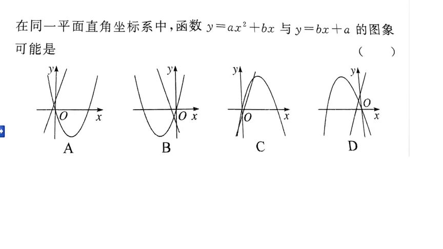 通过函数解析式分析一次函数和二次函数的图象