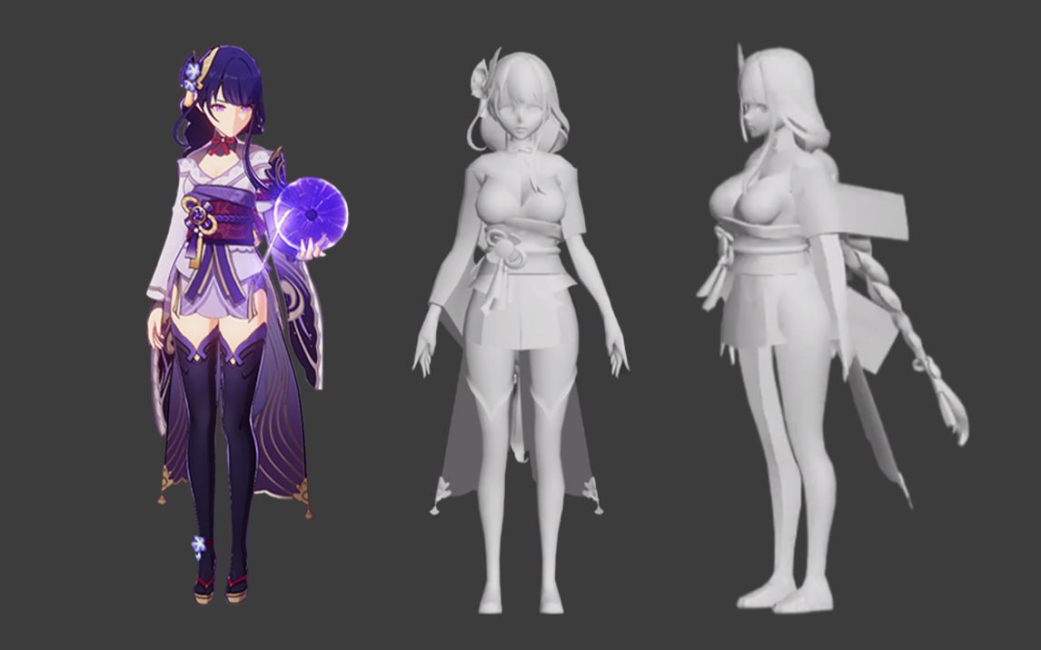 【原神】用max里的长方体开始教你制作"雷电将军"模型,女角色身体...