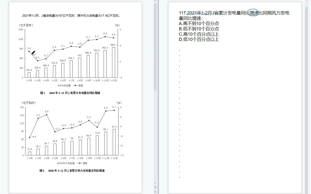 ...117.2021年1-2月J省累计发电量同比增速比同期风力发电量同比增速: